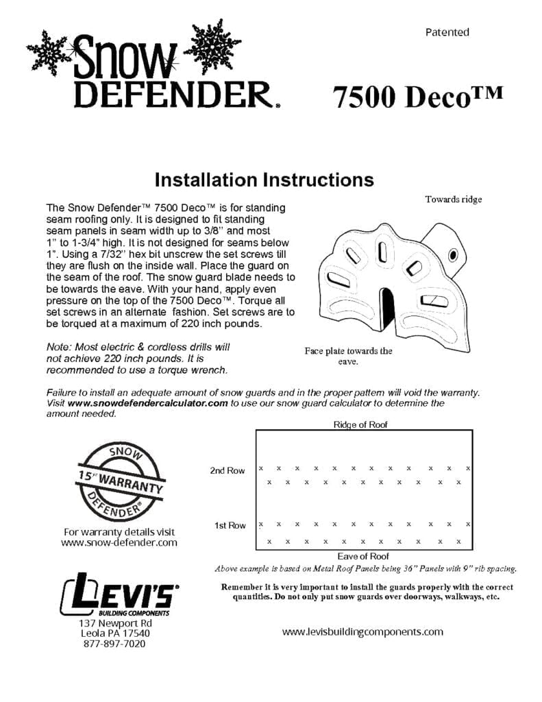 Snow Defender 7500- Powder Coated Snow Guard - Mid-Michigan Metal Sales