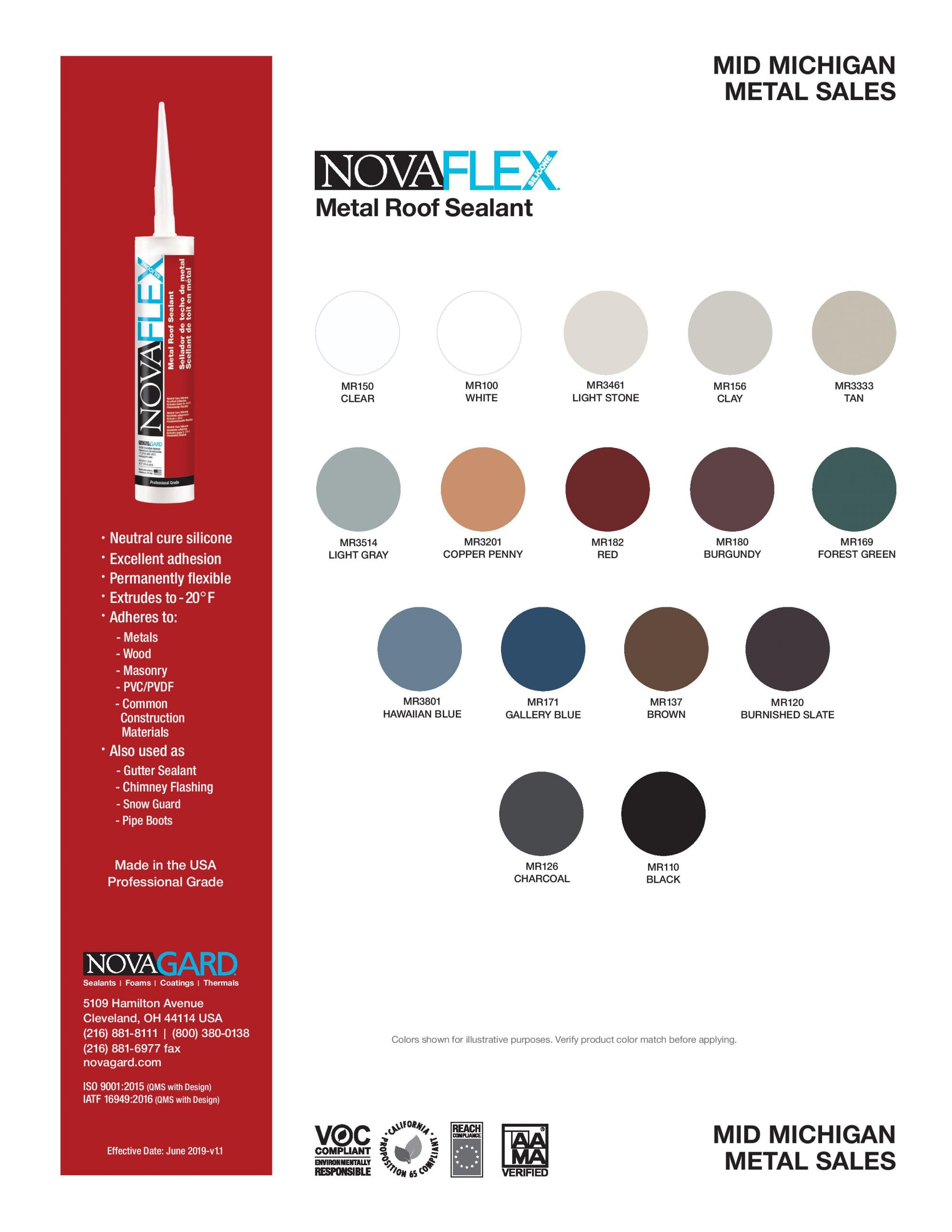Novaflex Metal Roof Sealant - Mid-Michigan Metal Sales
